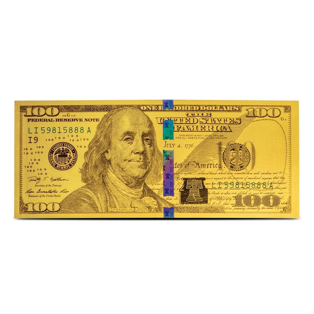 1 Gram Gold $100 Benjamin Franklin Replica Notes (New) - Silver